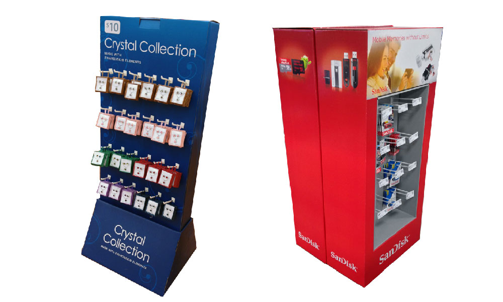 Custom Cardboard Power Wing Displays, Hook Displays - Fob Display